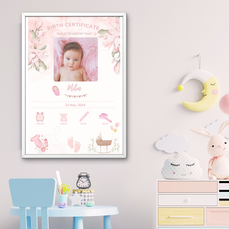 New Baby Gift, Printable Decorative Birth Stats Sign, Personalized ...