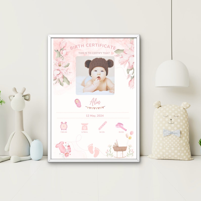 New Baby Gift, Printable Decorative Birth Stats Sign, Personalized ...