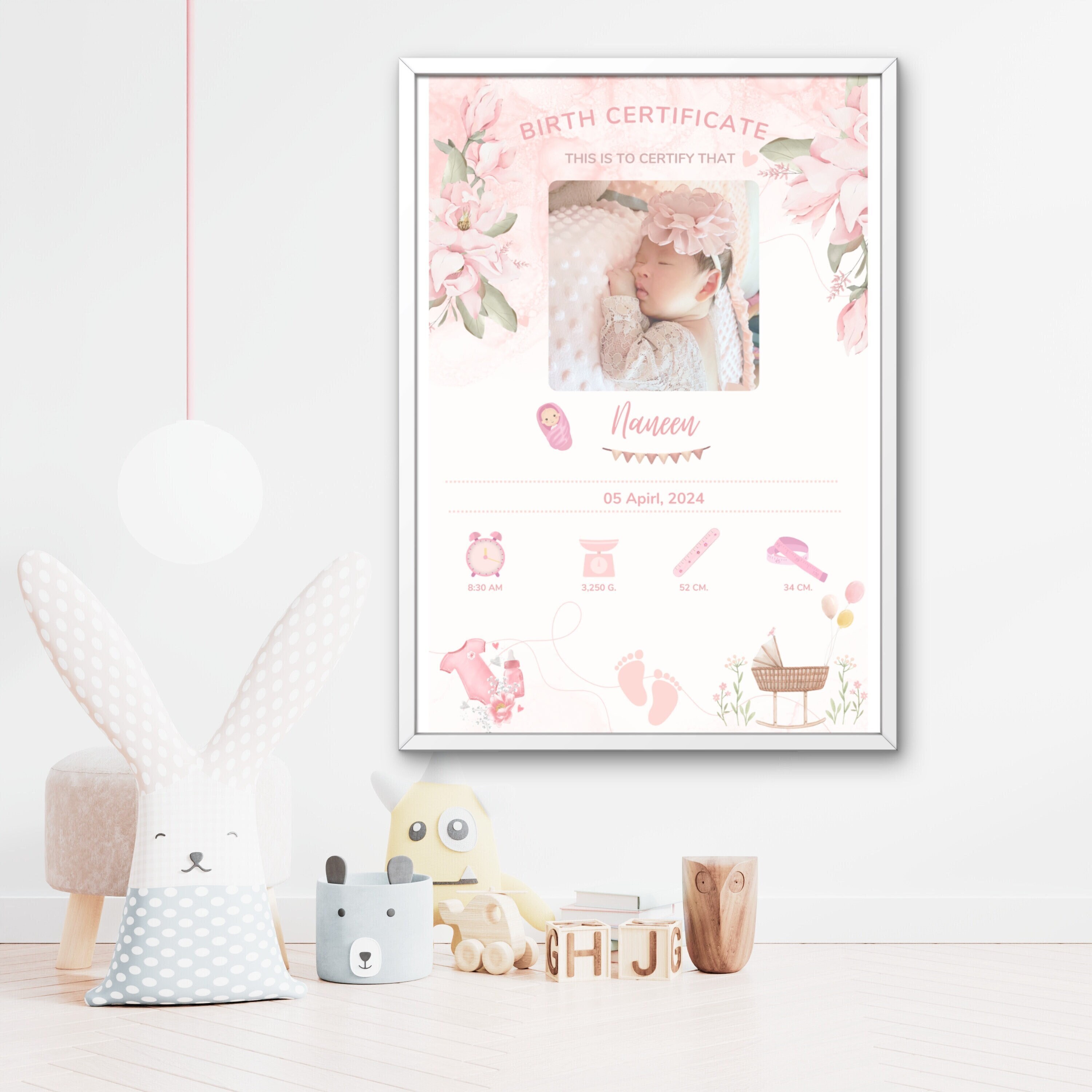 New Baby Gift, Printable Decorative Birth Stats Sign, Personalized ...