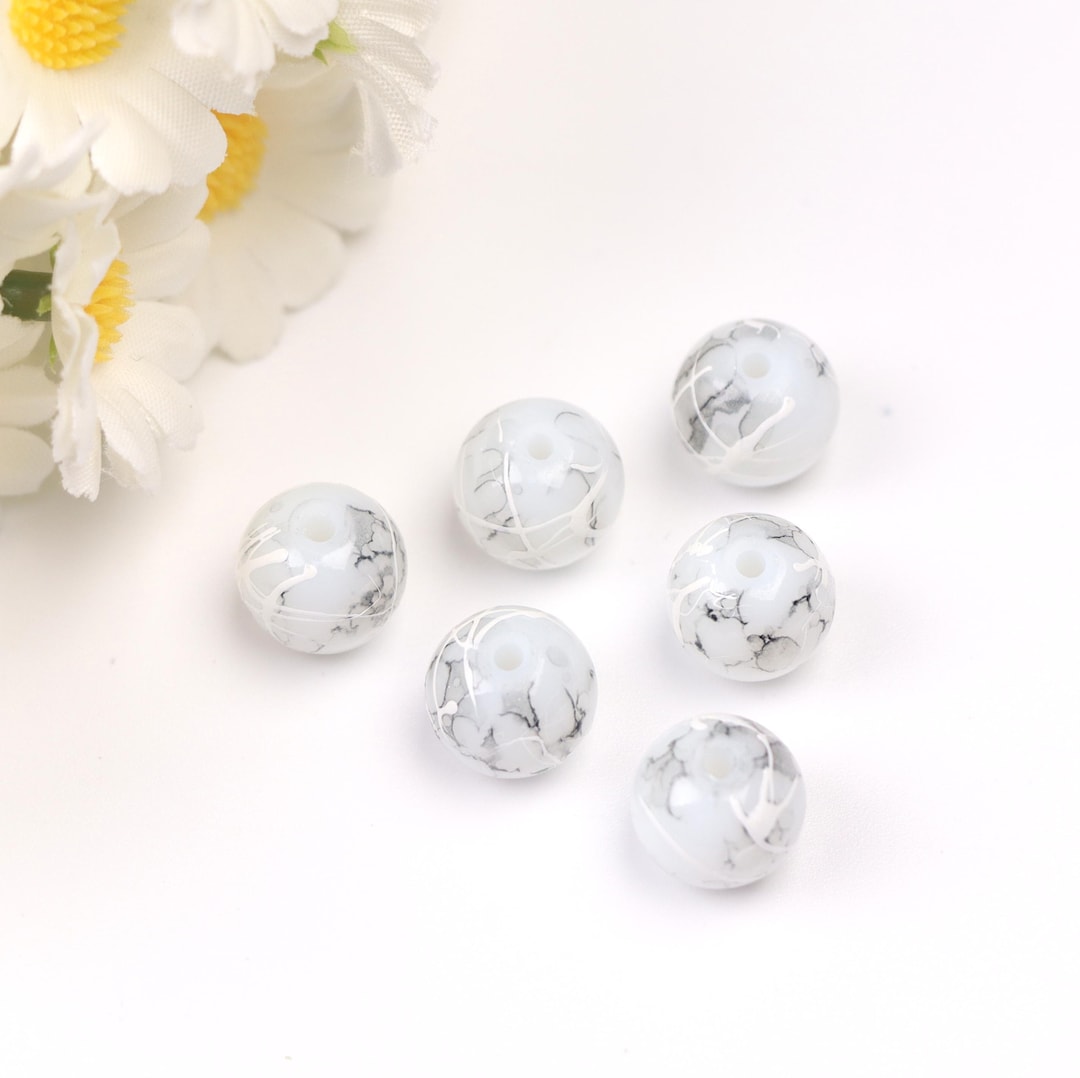 10PCS 10MM Render White Round Beads, Amazing Color Paint Craft Beads ...