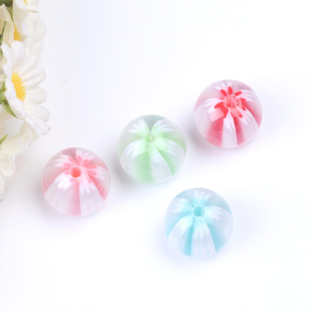 16MM Colored Stuffed Creme Candies Beads, Acrylic Craft Beads for Kids ...