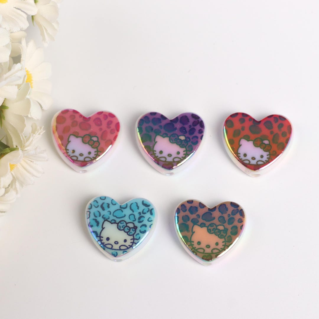 Heart-shaped Cartoon Beads, Cute Cat Animal Beads, Acrylic Craft Beads ...