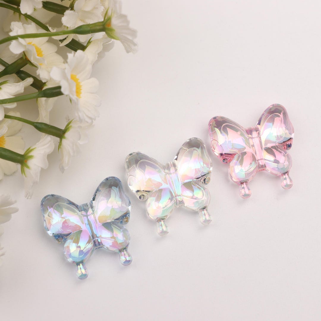 Smooth Jelly Colored Balloon Butterfly Beads, Butterfly Charms, Cute ...