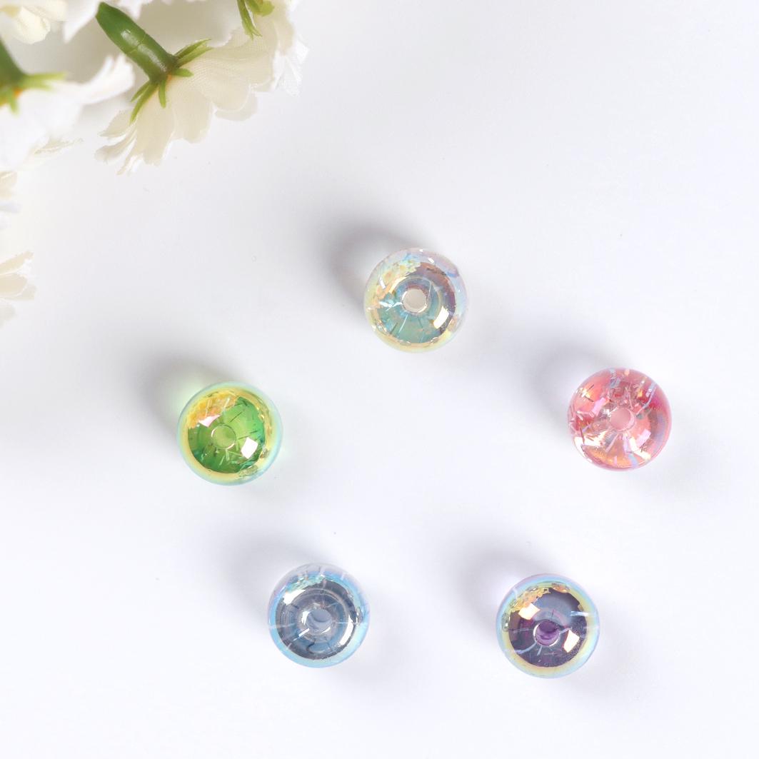 10 MM Acrylic Iridescent Transparent Straight Hole Beads, Crystal-clear ...