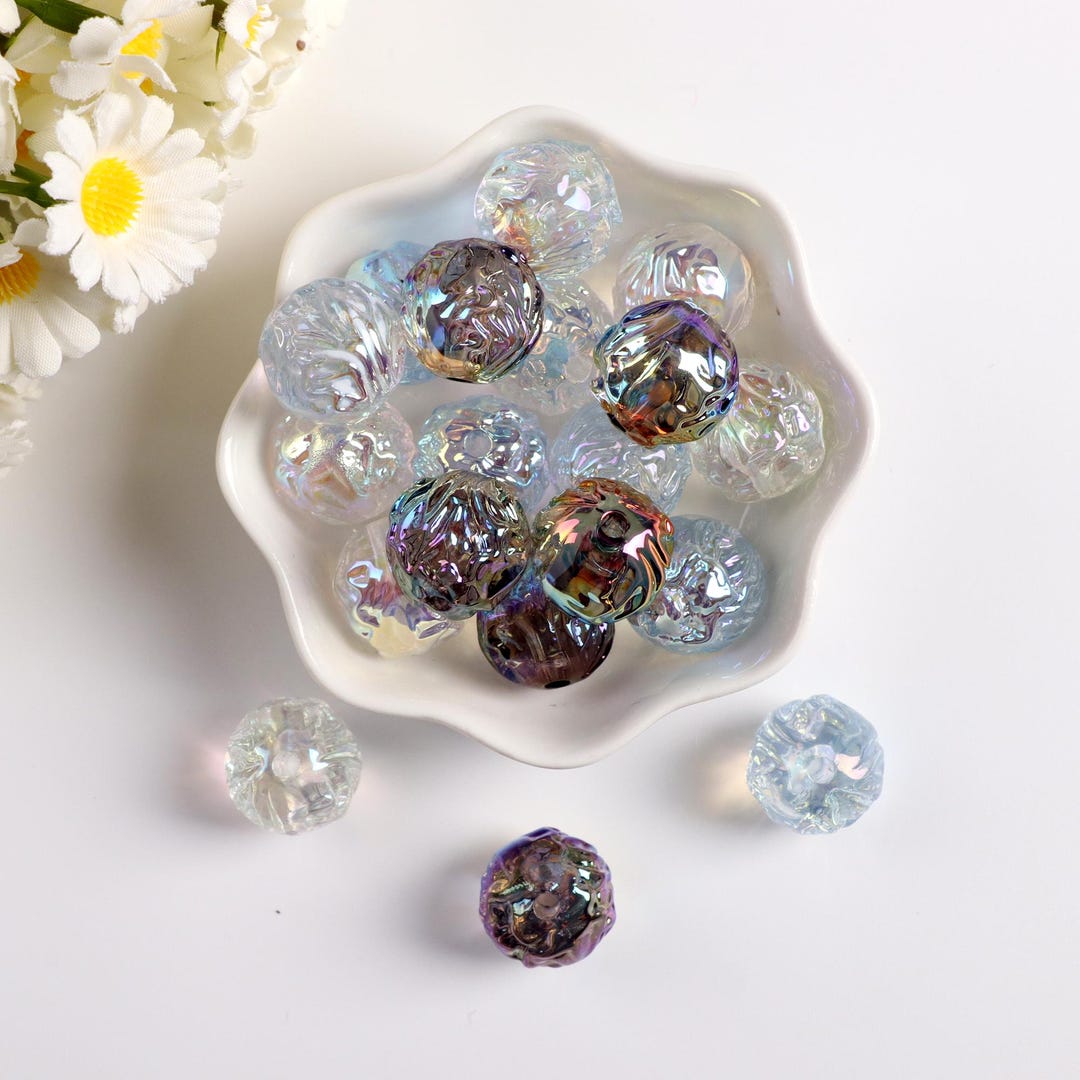 16 Mm Concave Wavy Beads, Crystal Clear Beads, Bubblegum Bead ...