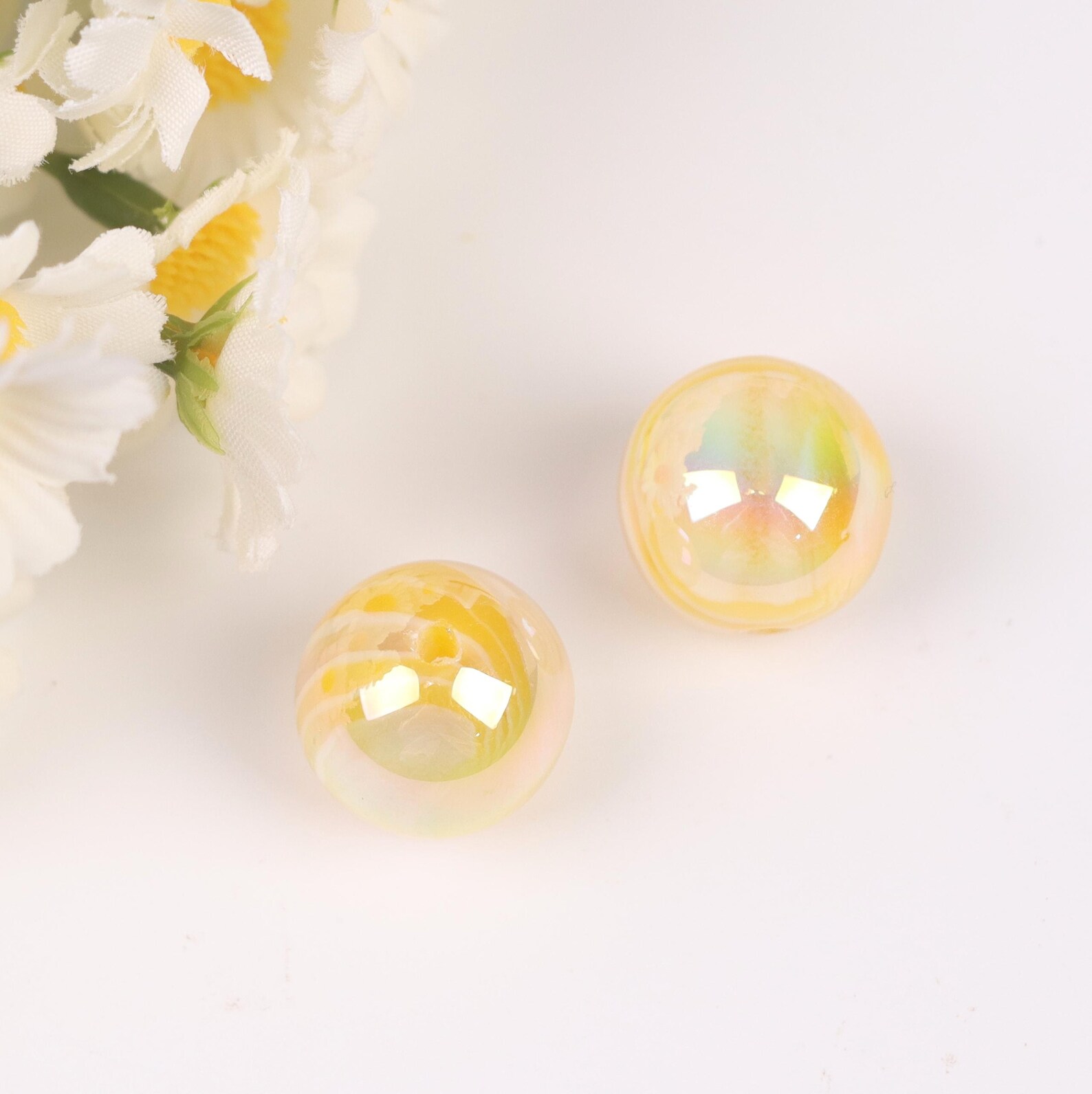 16MM Layered Colored Render Craft Beads, Acrylic Round Beads, High-end ...