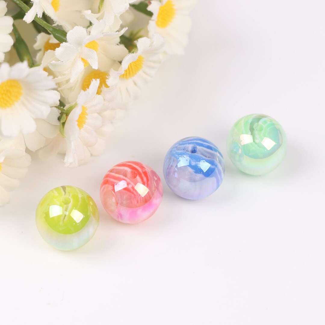 16MM Layered Colored Render Craft Beads, Acrylic Round Beads, High-end ...
