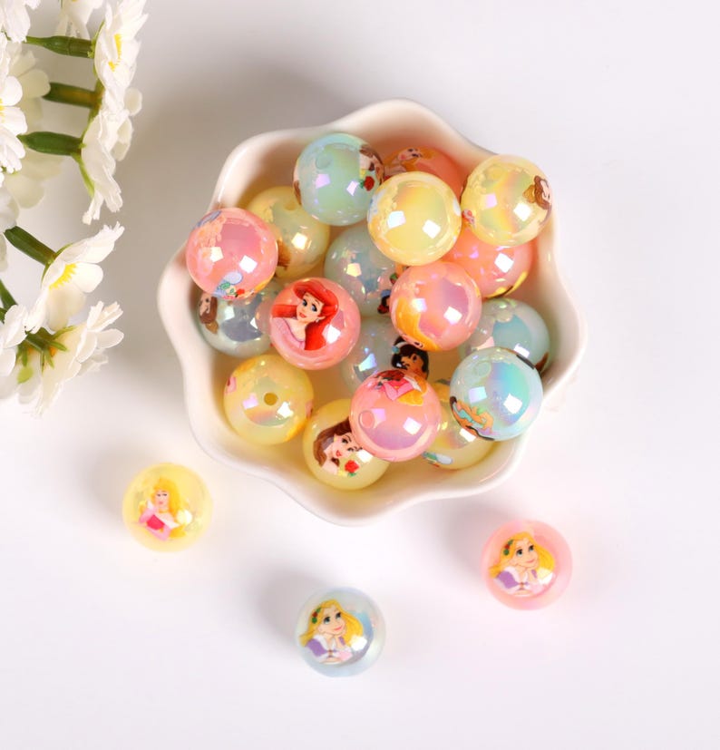 Princess Characters Bubblegum Beads, Colorful Princess Beads, Cartoon ...