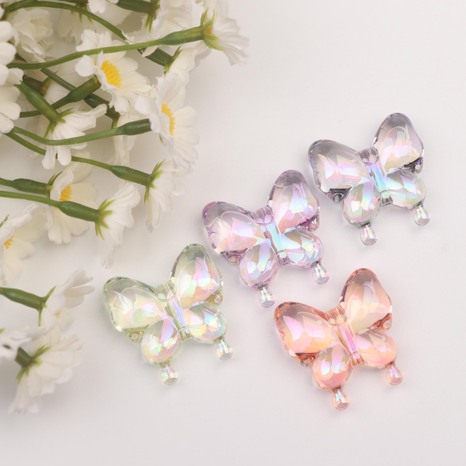 Smooth Jelly Colored Balloon Butterfly Beads, Butterfly Charms, Cute ...