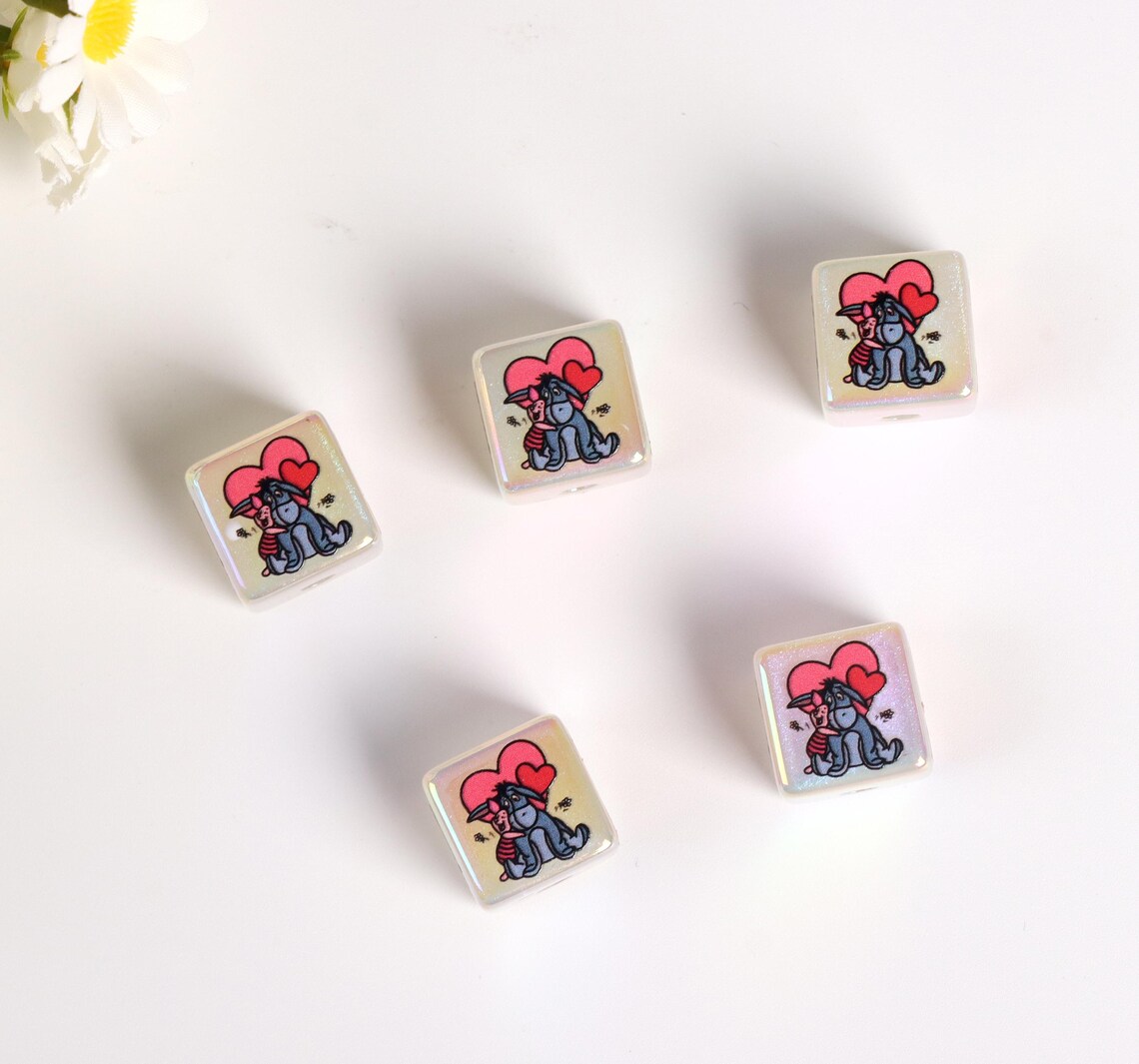 Anime Bear Cartoon Beads, Cartoon Flash Print Beads, Halloween Cube ...