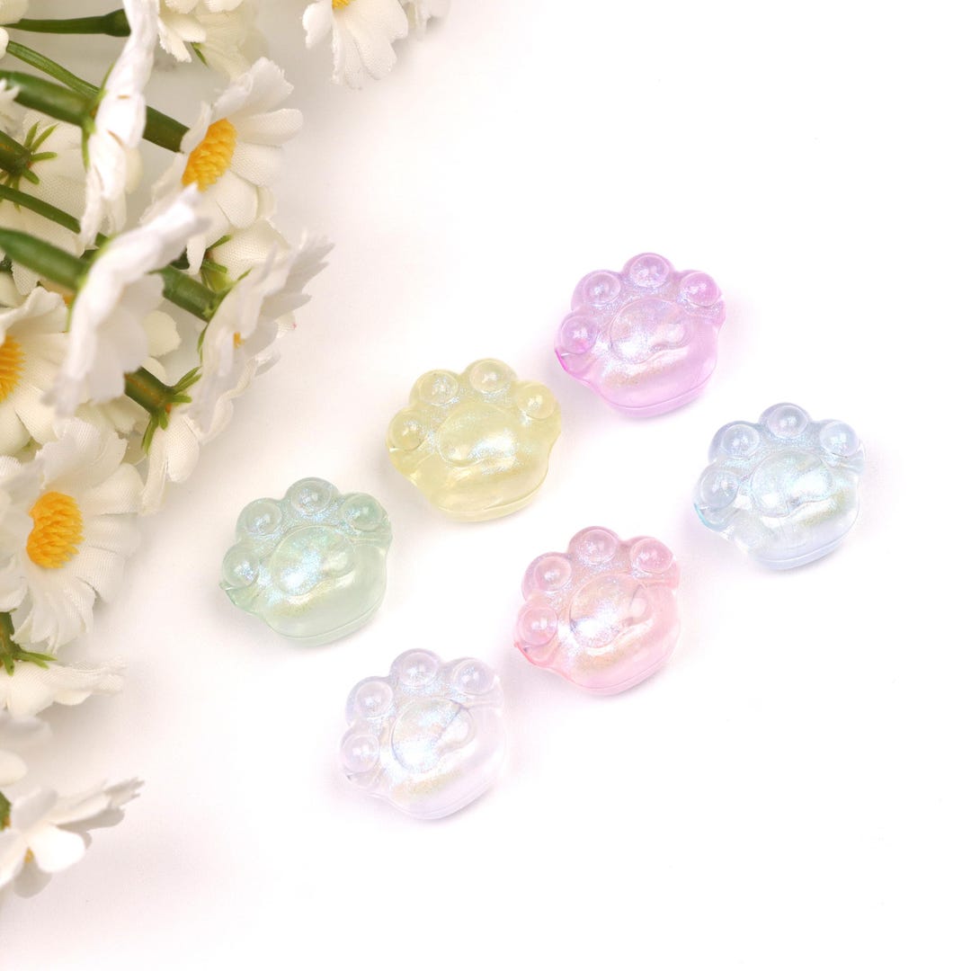 Colorful Cat Paw Beads, Cute Animal Beads, Shiny Craft Beads ...