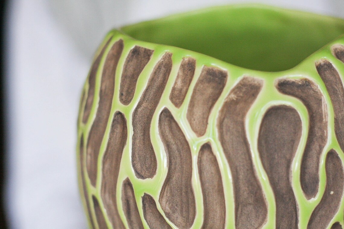 Green Vase House Warming Gift Woodland Decor Large Vase Ceramic Vase ...