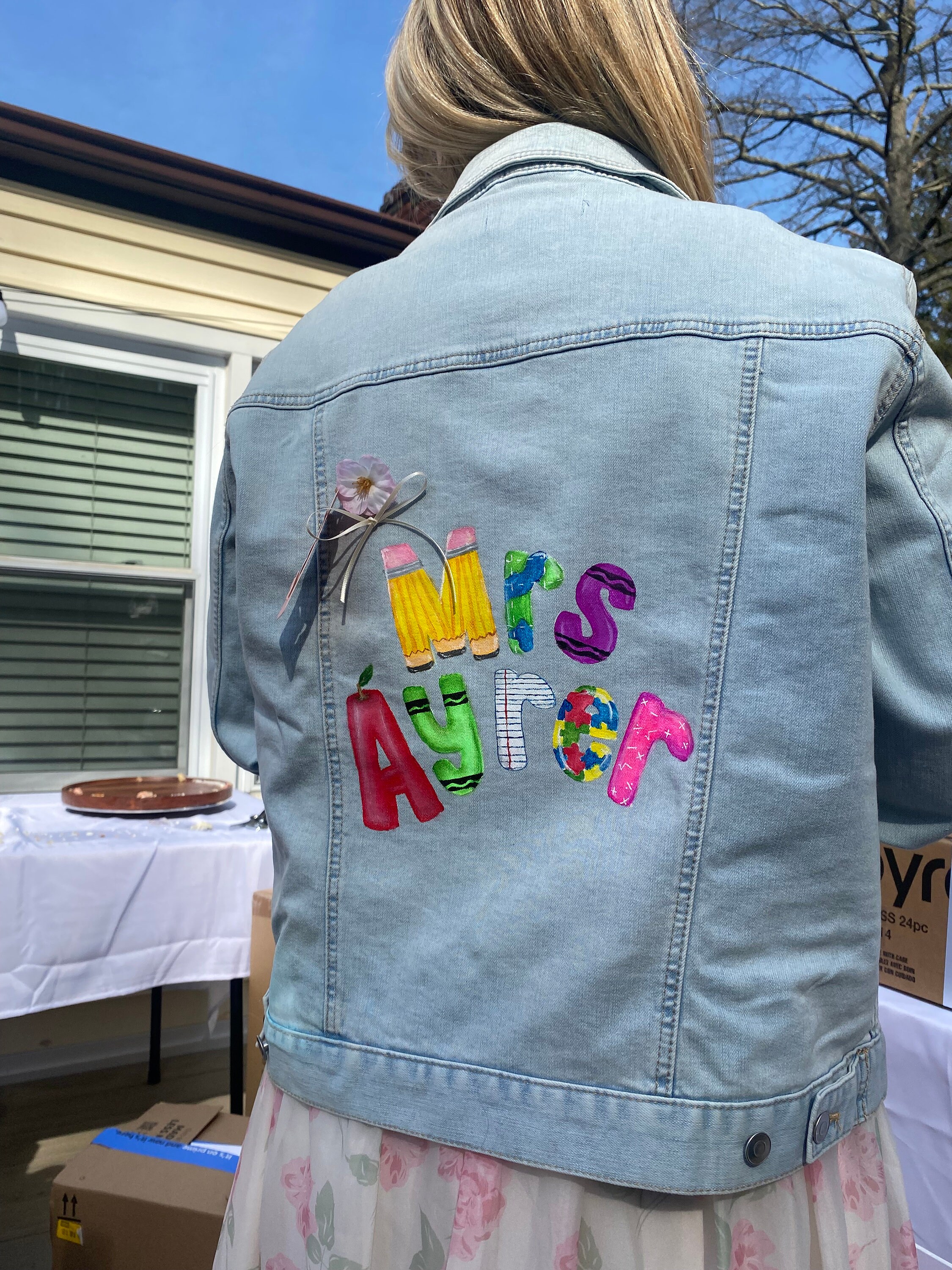 Custom Teacher Font Painted Jean Jacket - Etsy