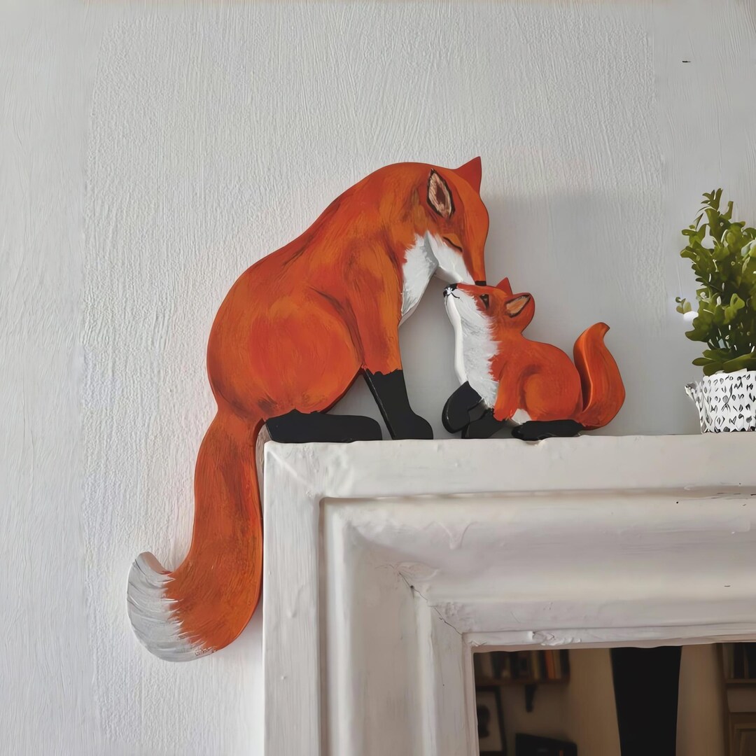 Wooden Fox Door Topper Home Decor Door Hanging Wooden Decor Cute Fox ...