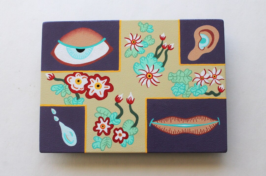 Buddha's Eye Acrylic Painting, Folk Art Expressionism, 5x7 - Etsy