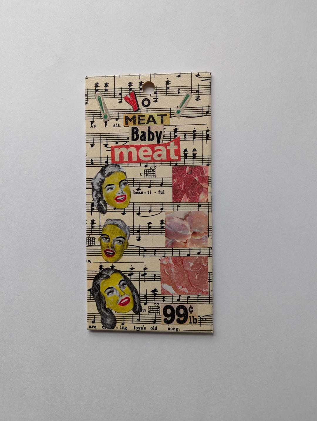 Original Collage Eat Meat Singing Heads Wall Hanging, American Dream ...