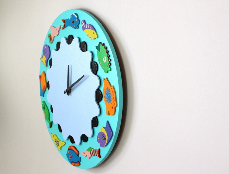 Original Fish Clock, Round Nautical Wall Clock, Handmade Original by ...
