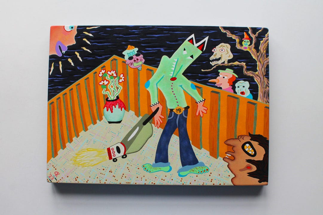 Man Beast Painting, Porch Party Ghouls Skull Zombie Characters ...