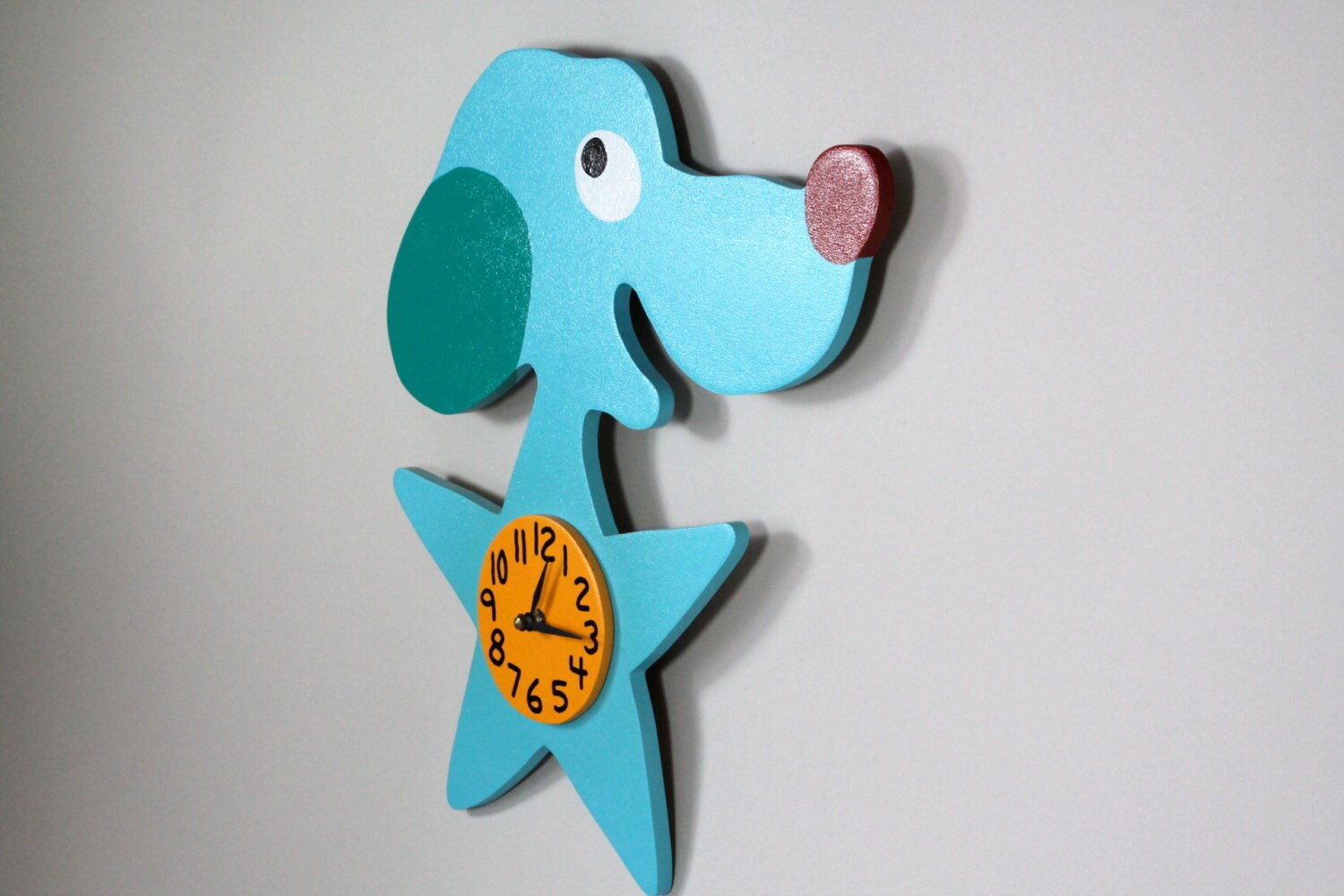 Blue Puppy Wall Clock, Original Dog Clock, Kuzniart Wall Clock, Pop Art ...