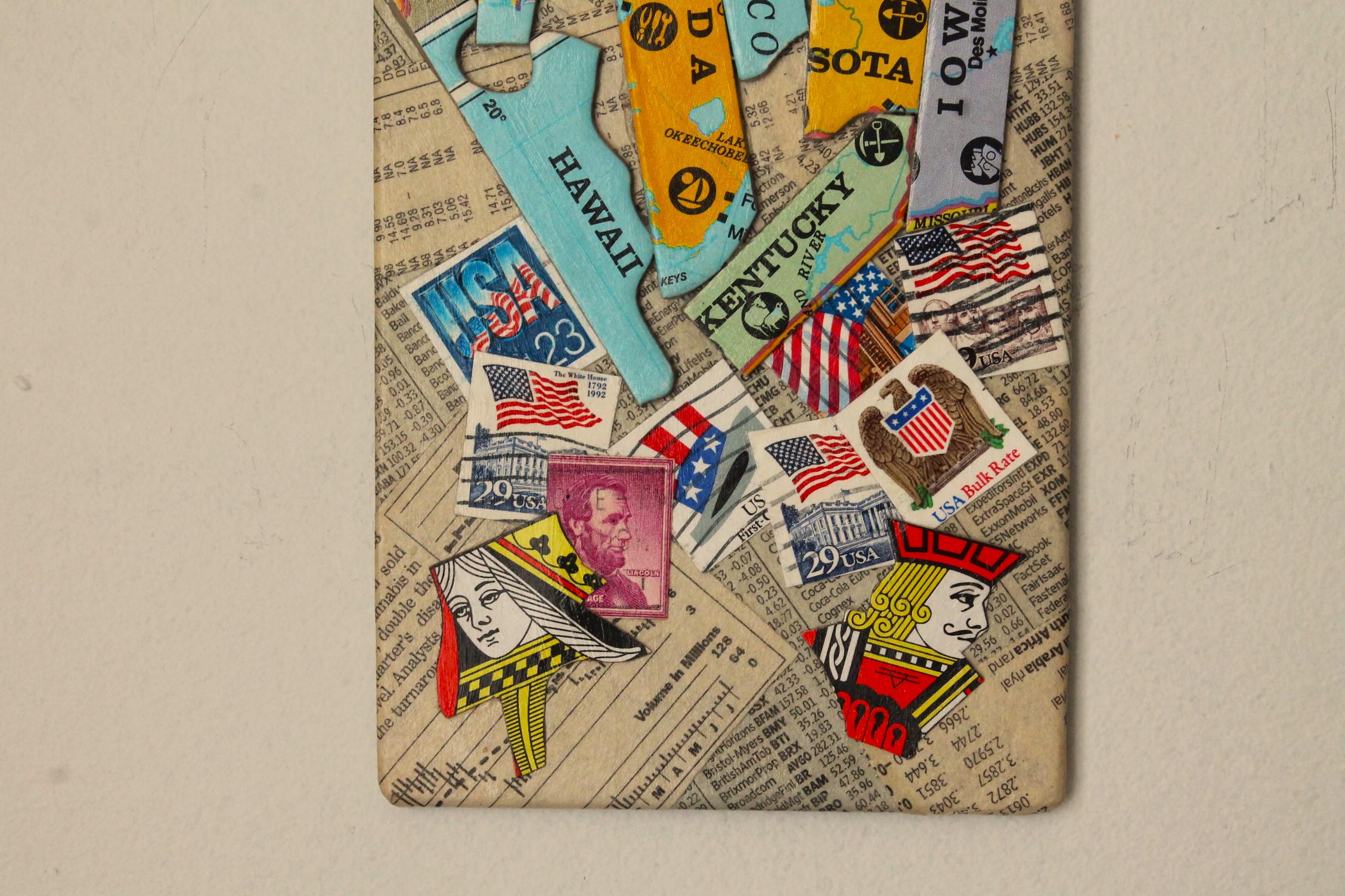 Road Map Collage Art, Celebrate USA, Puzzle Part Art, WOW of Mexico ...