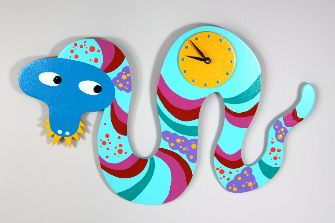Original Aqua Snake Clock, Pop Art Snake Wall Decor, Snake Wall Clock ...