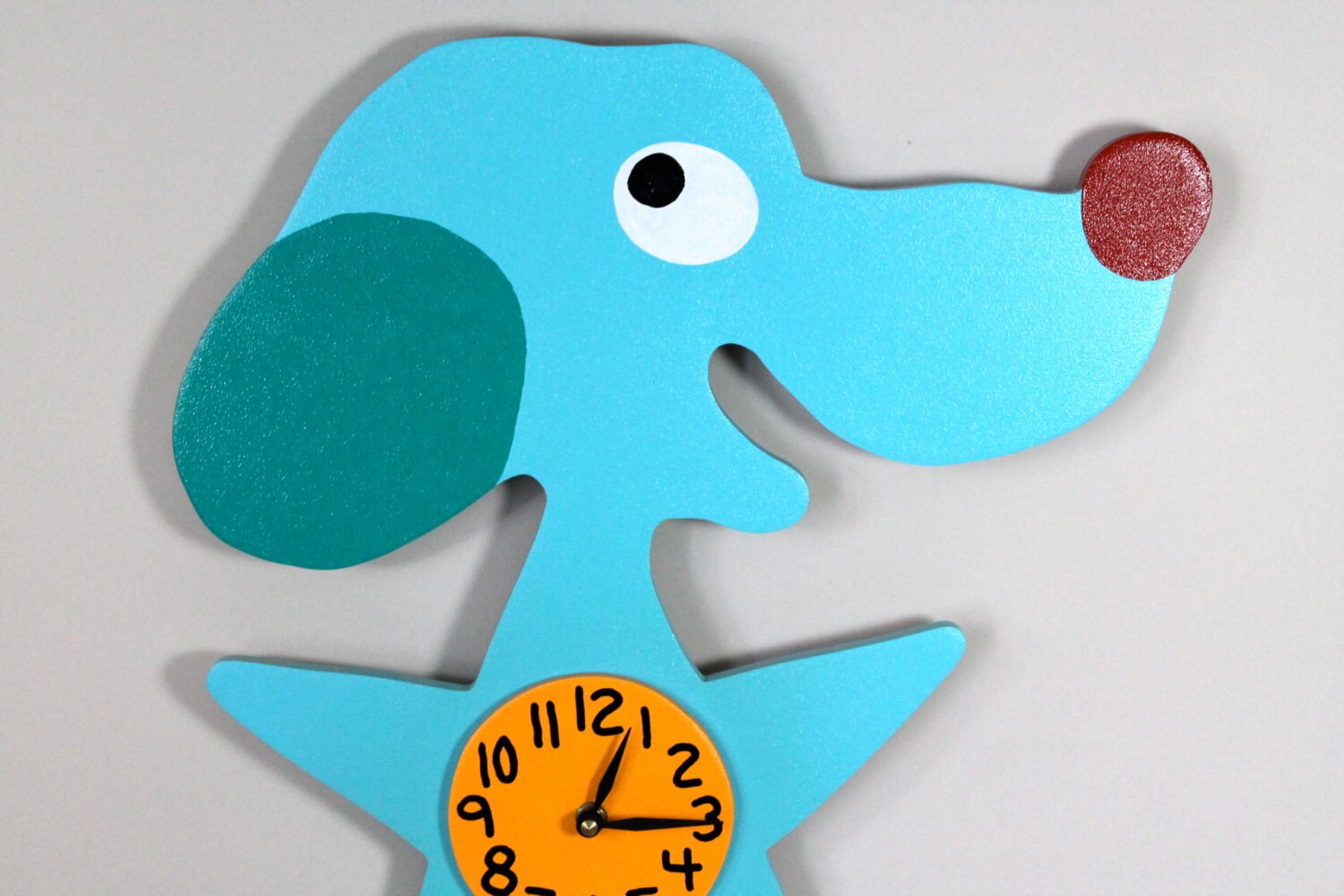 Blue Puppy Wall Clock, Original Dog Clock, Kuzniart Wall Clock, Pop Art ...