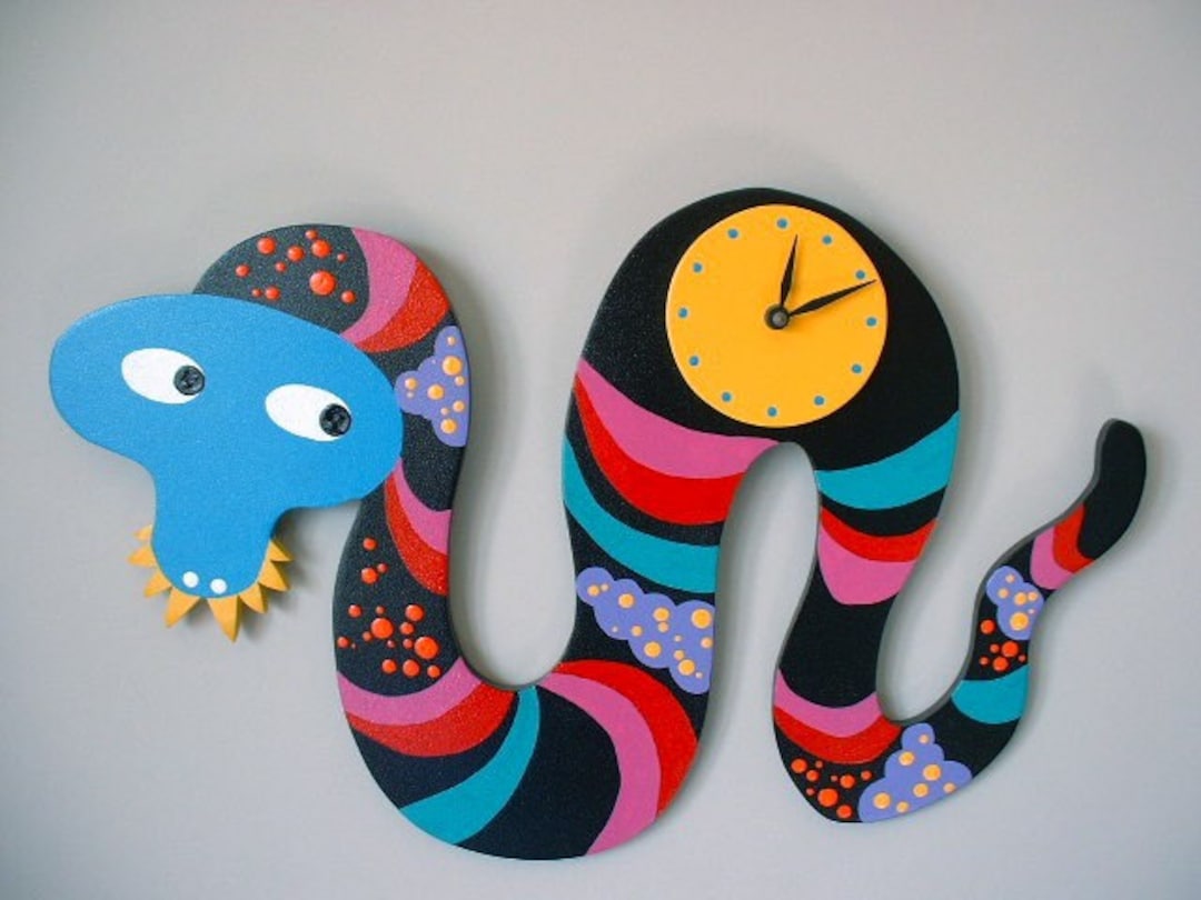 Original Black Snake Clock, Pop Art Snake Wall Decor, Snake Wall Clock ...
