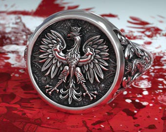 Polish Eagle Signet Ring – Sterling Silver Coat of Arms Ring With ...
