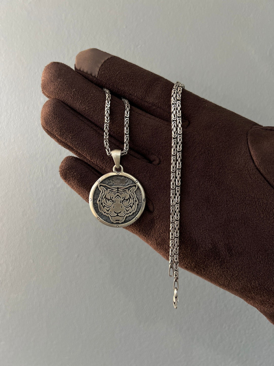 Tiger Claw Locket Necklace Sterling Silver Pendant on King Chain Unique ...