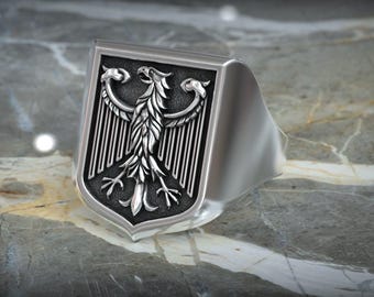 Polish Eagle Signet Ring – Sterling Silver Coat of Arms Ring With ...