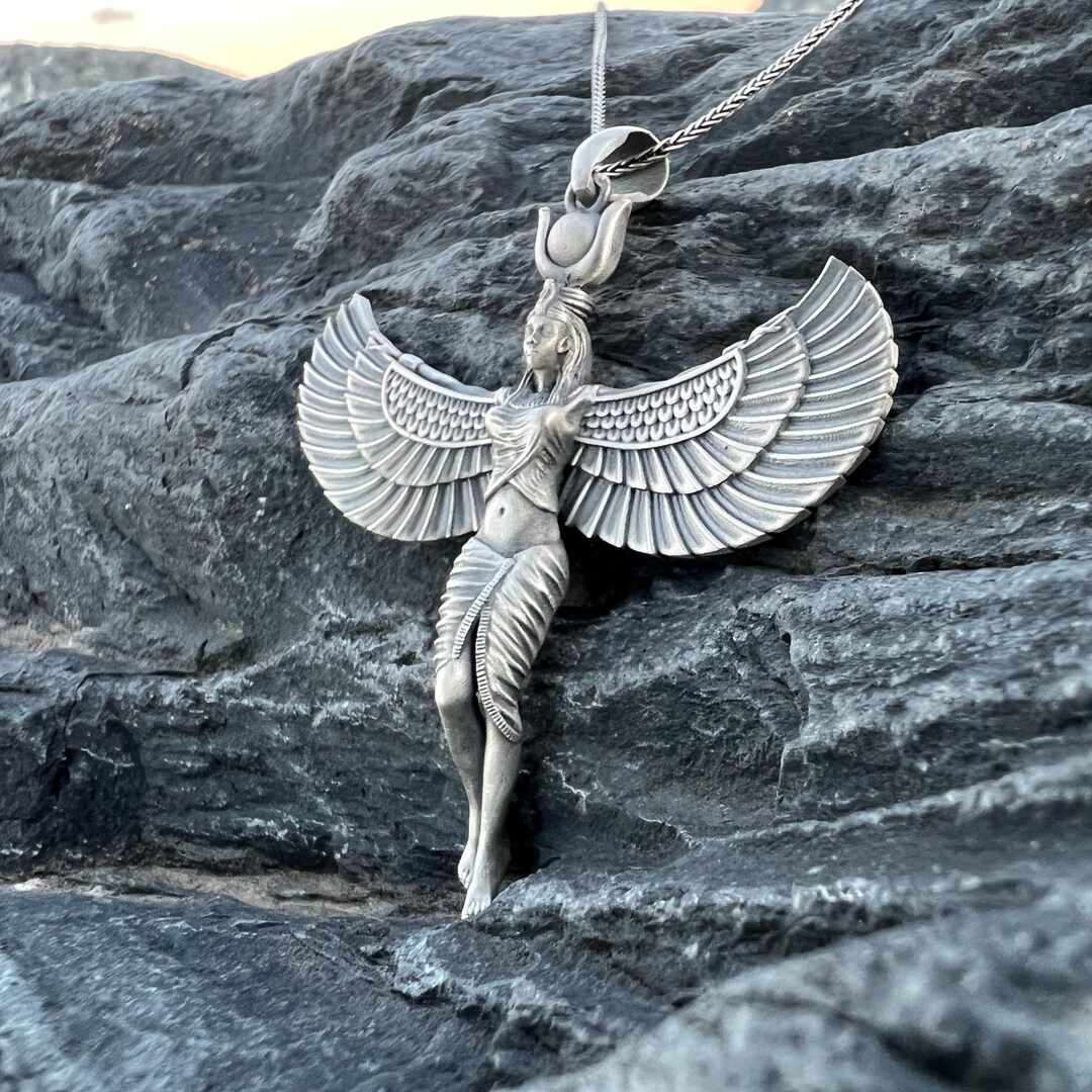 Ancient Egyptian Isis Charm Necklace,egyptian Goddess Winged Necklace ...