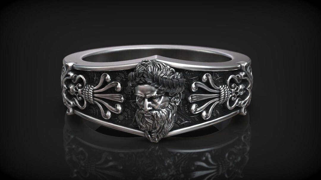 Ancient Greek God Ring – Sterling Silver Zeus Face Ring – Handmade ...