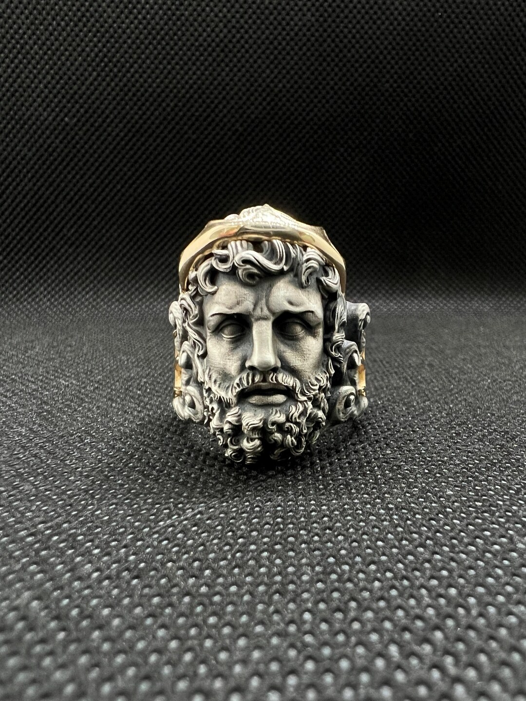 Gold & Silver Poseidon Ring Unique Mythology Jewelry, God of the Sea ...