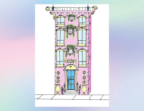 Brownstone Printable Coloring Page Digital Download Print | Etsy