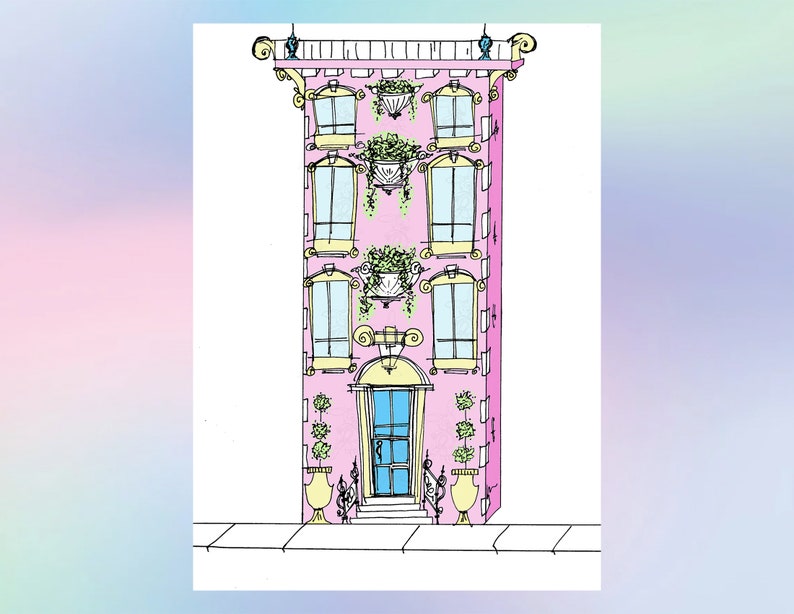 Brownstone Printable Coloring Page Digital Download Print | Etsy