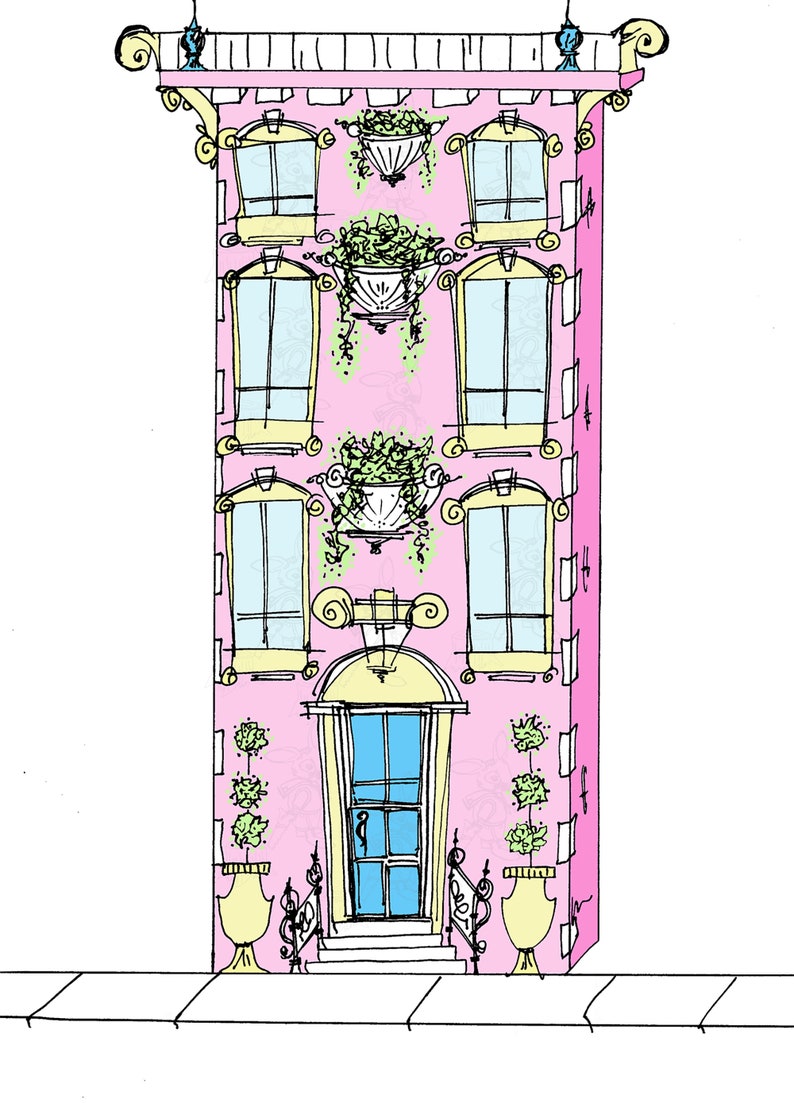 Brownstone Printable Coloring Page, Digital Download Print - Etsy