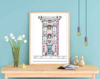 Brownstone Neighborhood Printable Coloring Page, Digital Download Print ...