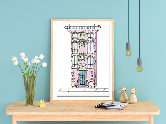 Brownstone Printable Coloring Page Digital Download Print | Etsy