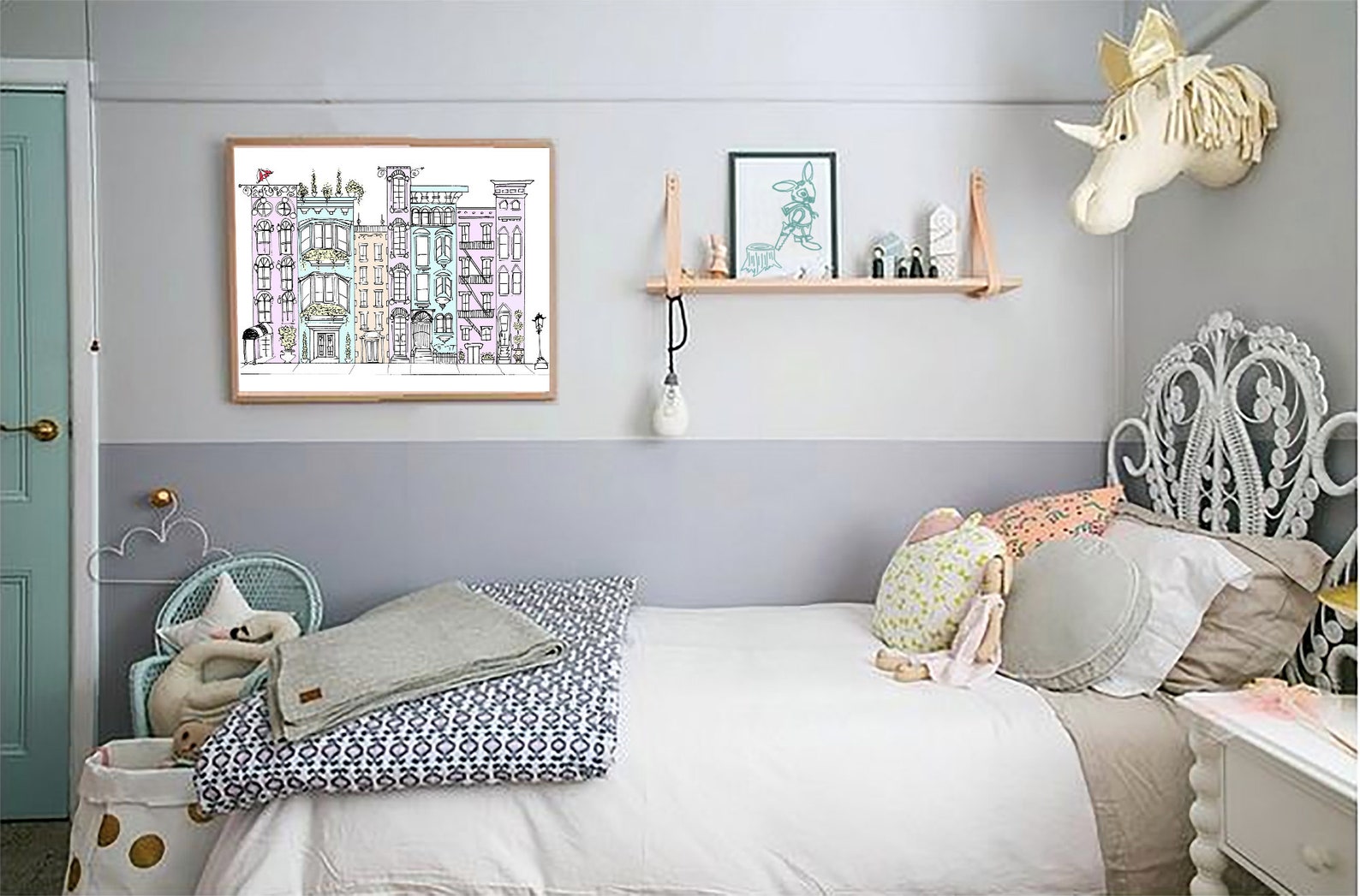 Brownstone Neighborhood Printable Coloring Page, Digital Download Print ...