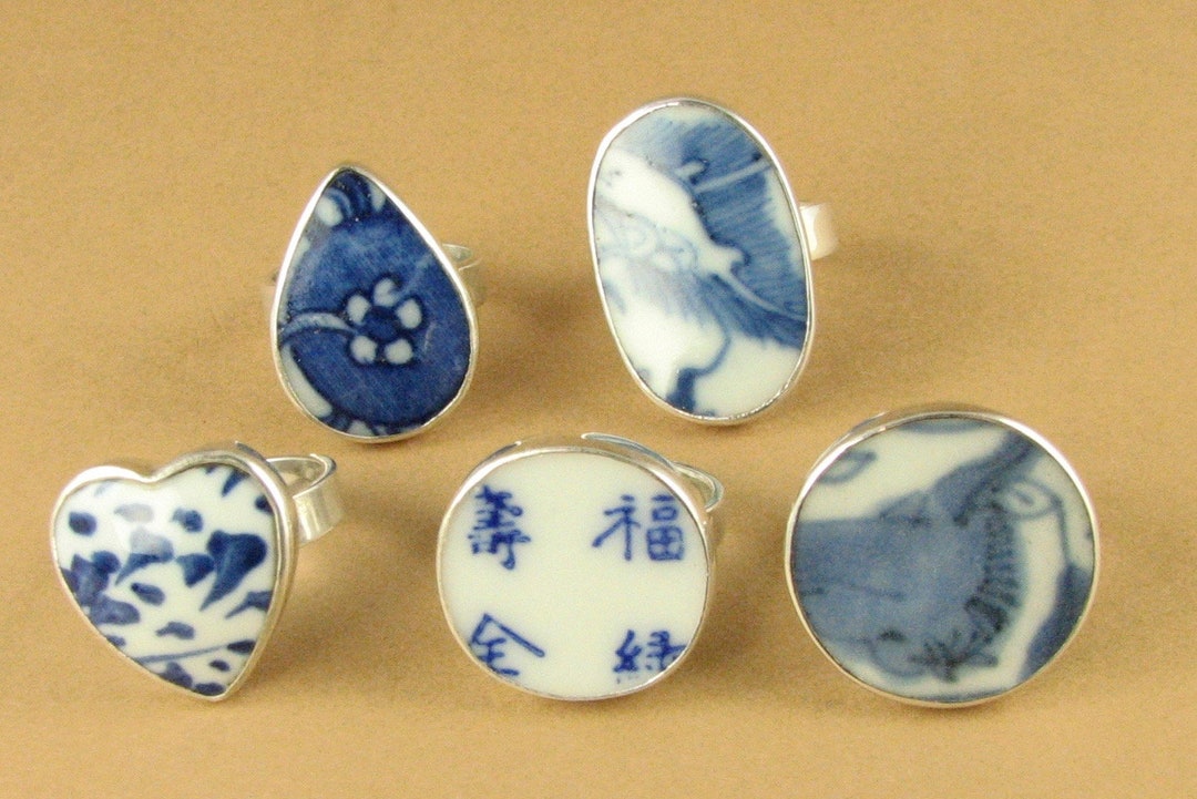 Ming Dynasty Chinese Antique Porcelain Rings. UK Size O, US Size 7 ...