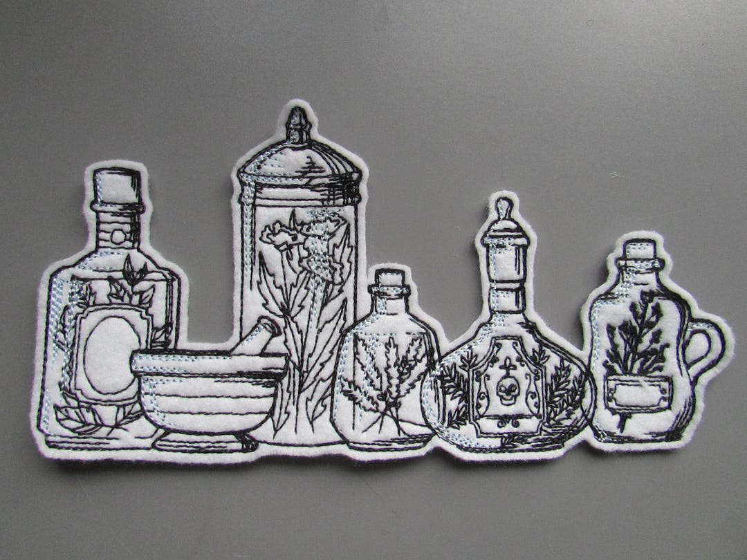 Apothecary Potion Bottles Embroidered Sew on Applique Patch - Etsy