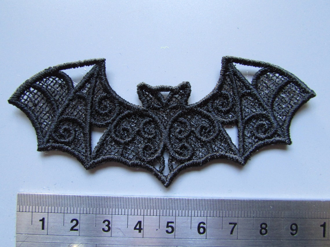 Embroidered Bat Lace Applique - Etsy