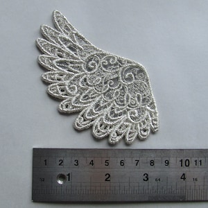 Embroidered Lace & Organza Metallic Angel Wings Applique - Etsy