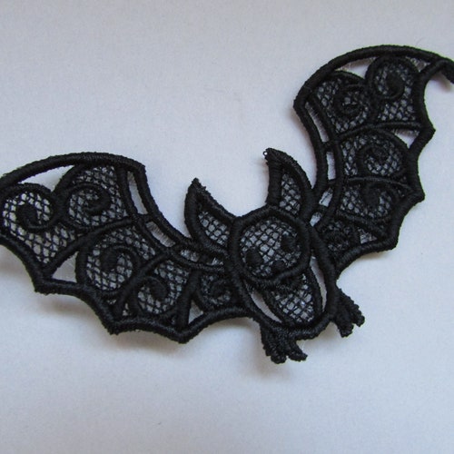 Embroidered Black Lace Bat - Etsy