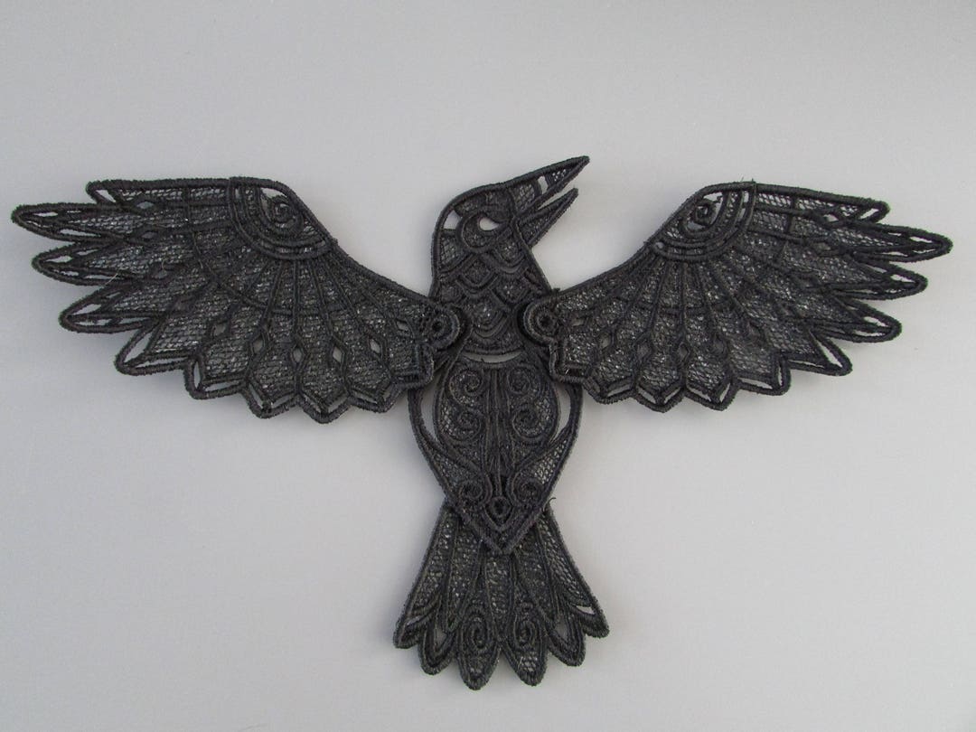 Embroidered Lace Raven Applique Patch - Etsy