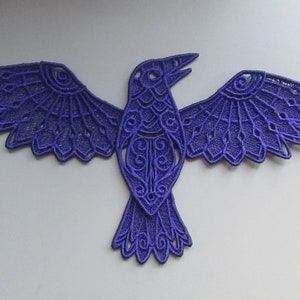 Embroidered Lace Raven Applique Patch - Etsy UK