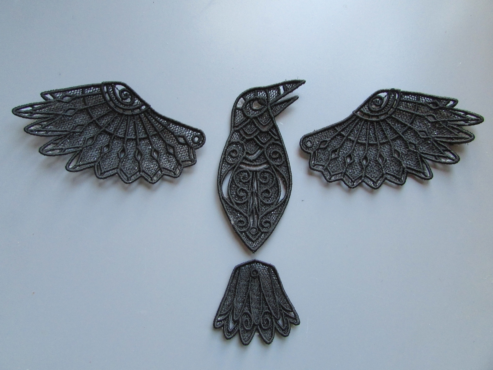 Embroidered Lace Raven Applique Patch - Etsy UK