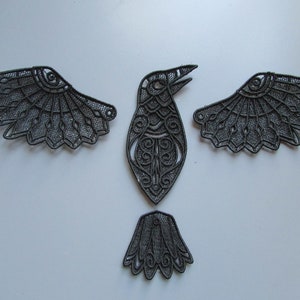 Embroidered Lace Raven Applique Patch - Etsy