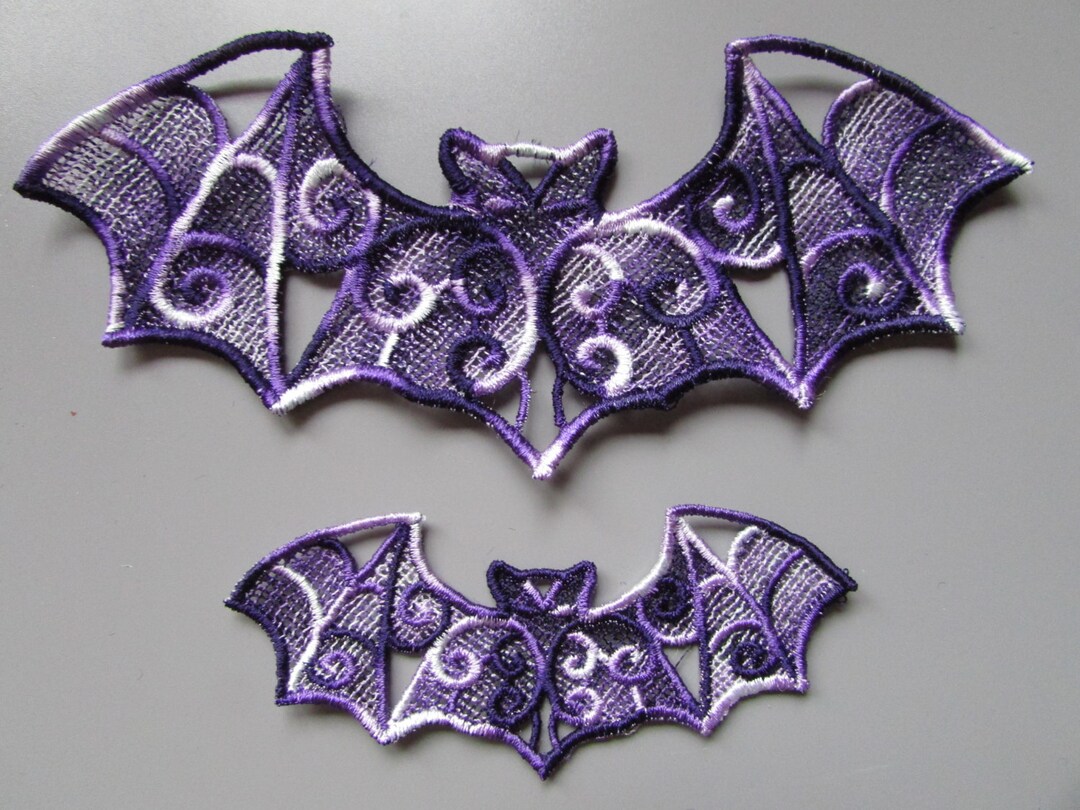 Embroidered Bat Lace Applique Variegated Purple 2 Sizes to Choose - Etsy
