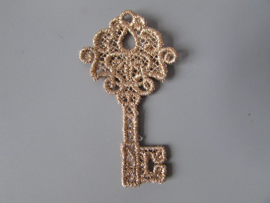 Embroidered Lace Metallic Key Applique You Choose Colour - Etsy
